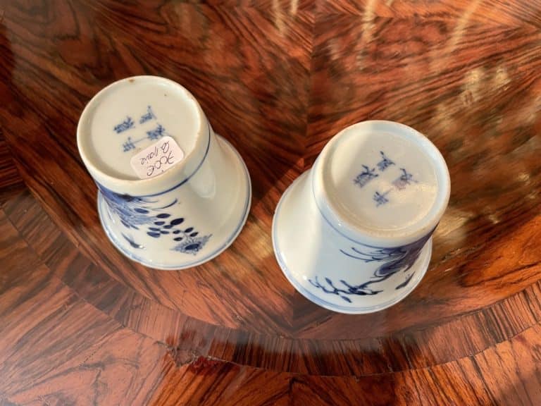 Pair of Blue and White China, Chinese Porcelain Goblets, 19th Century