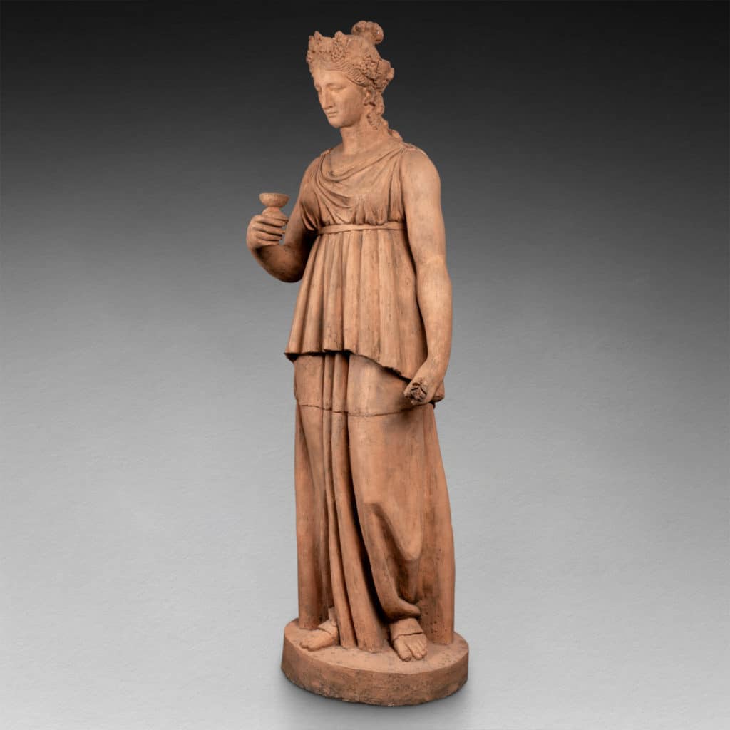 Sculpture en terre cuite figurant la déesse Hygie, XIXe siècle